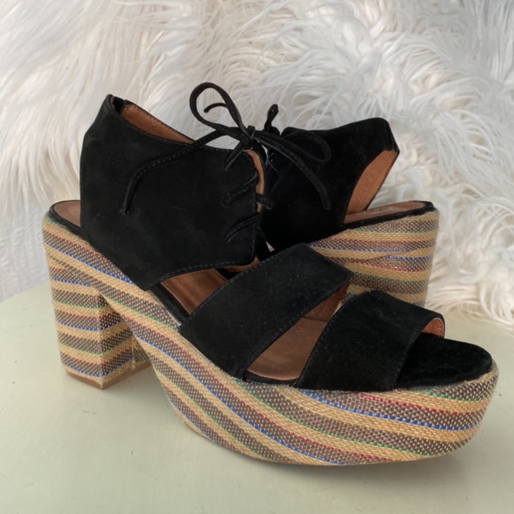 Jeffrey Campbell Frank Platform Chunky Heel Sandals - Gem